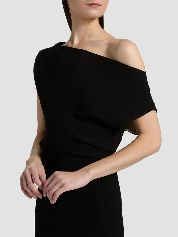 Proenza Schouler Rosina Asymmetric Double Crepe Column Gown - Black
