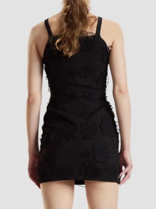 Cynthia Rowley 3d Applique Floral Body-con Minidress - Black