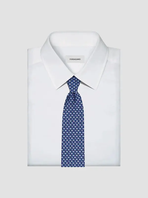FERRAGAMO Orazio Elephant-pattern Silk Tie
