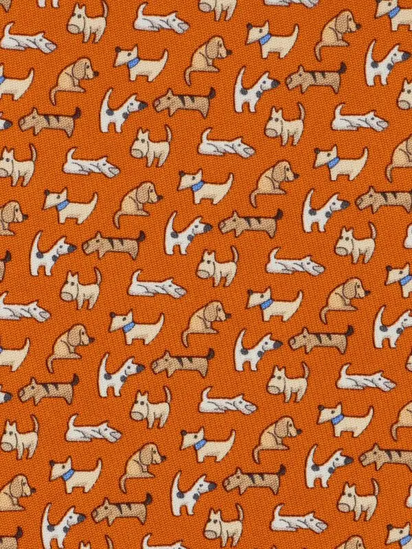 FERRAGAMO Dogs Print Silk Tie - Arancio