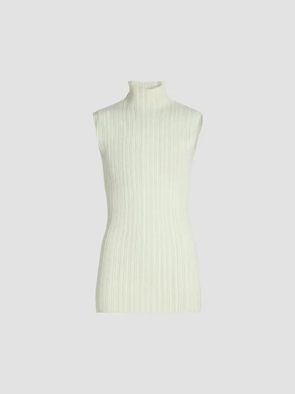 Proenza Schouler Federica Micro Pleat Sleeveless Turtleneck Top - Mint