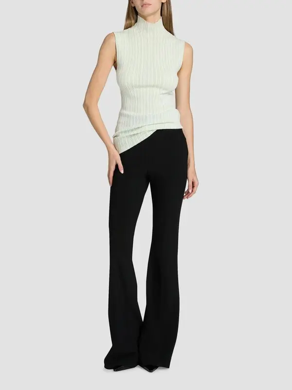 Proenza Schouler Federica Micro Pleat Sleeveless Turtleneck Top