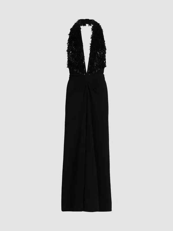 Proenza Schouler Moira Sequin Fringe Maxi Dress - Black