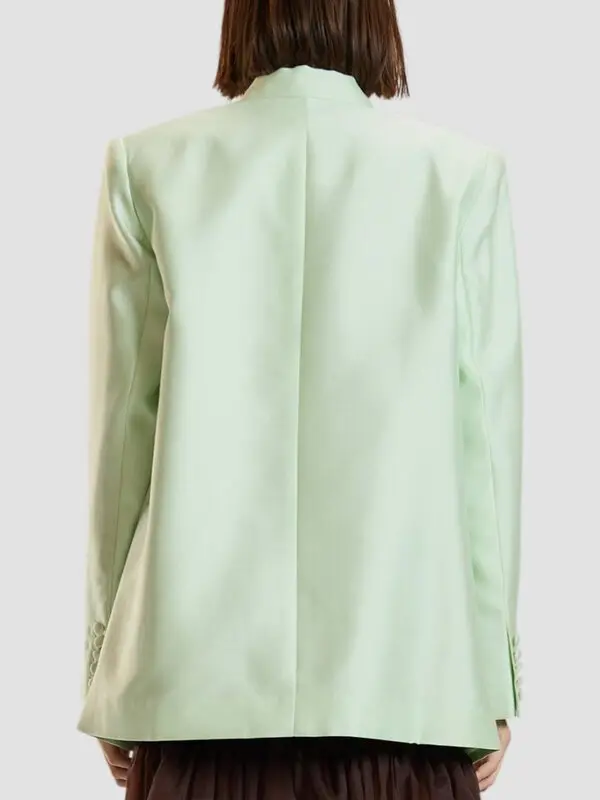 Cynthia Rowley The Breakers Double-breasted Wool-silk Blazer - Mint