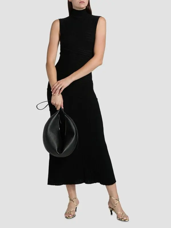 Proenza Schouler Federica Micro Pleat Midi-dress - Black