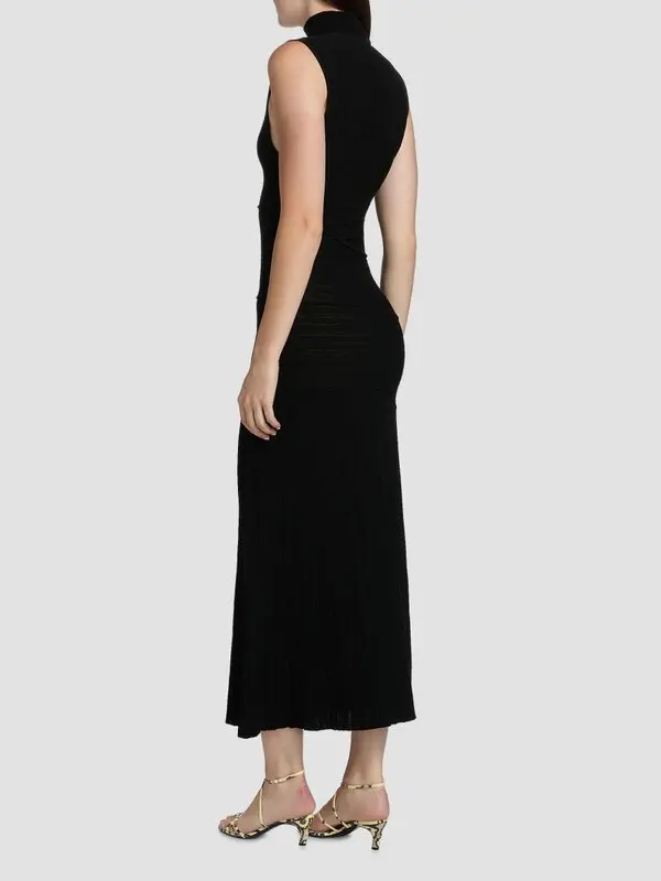 Proenza Schouler Federica Micro Pleat Midi-dress - Black