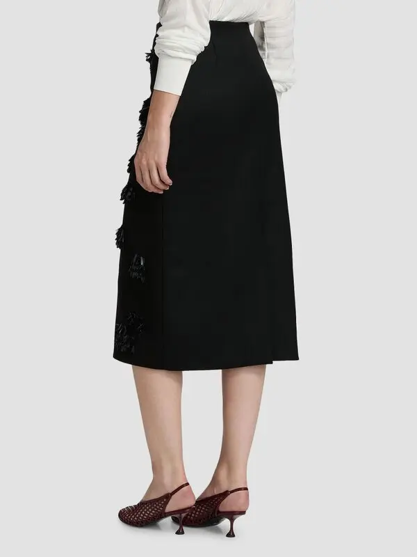Proenza Schouler Moira Sequin Fringe-appliqué Crepe Midi-skirt