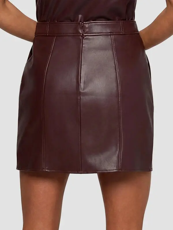 L'Agence Nolina Faux Leather Button-tab Mini Skirt