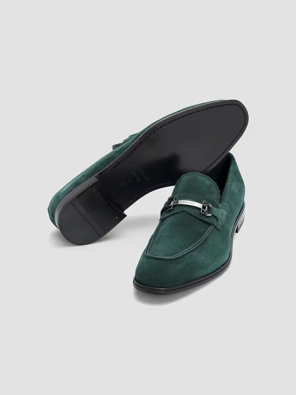 FERRAGAMO Bently Leather Loafers - Moss