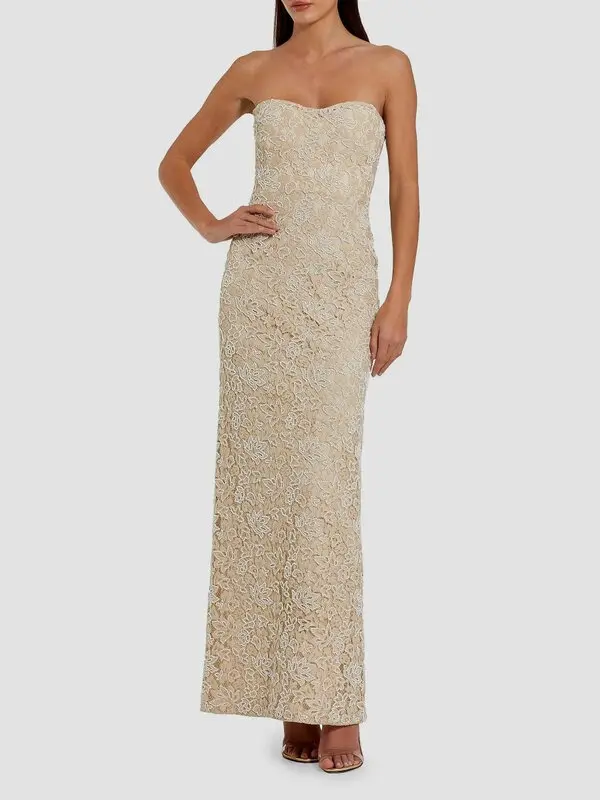 Mac Duggal Embellished Lace Strapless Sweetheart Gown