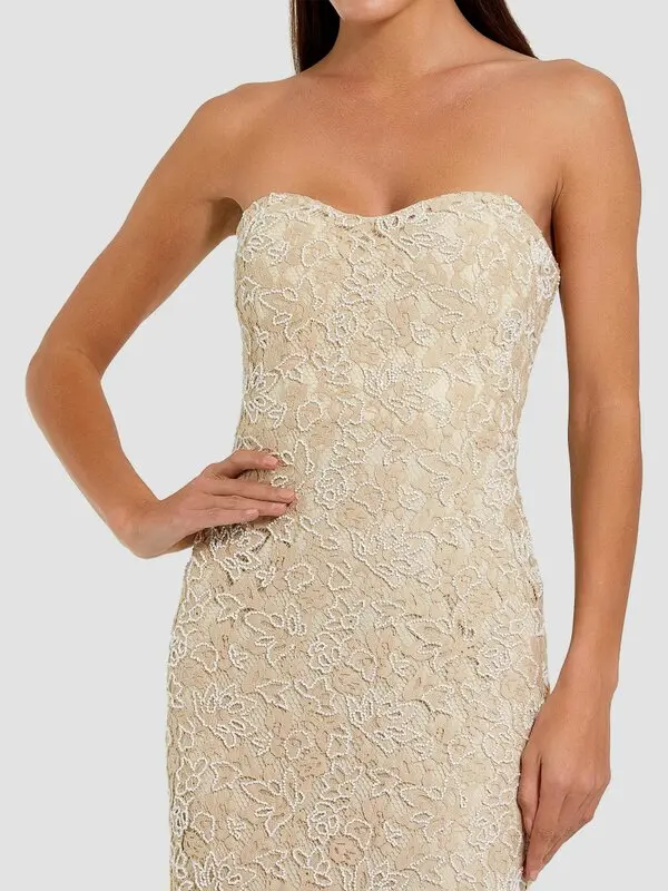 Mac Duggal Embellished Lace Strapless Sweetheart Gown