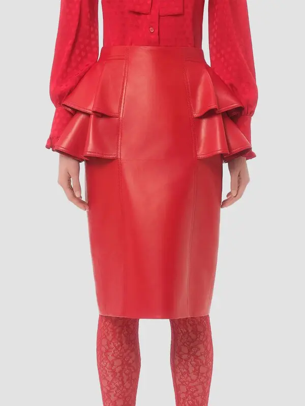 Valentino Garavani Leather Midi Skirt