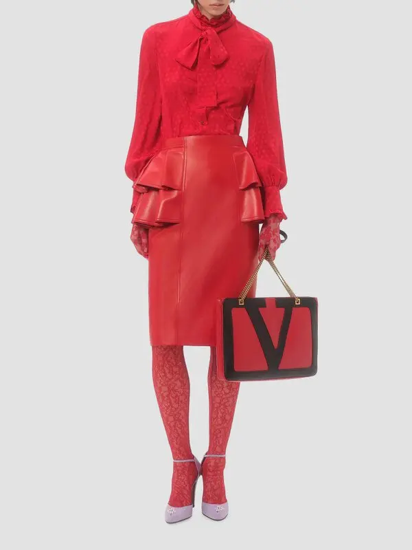 Valentino Garavani Leather Midi Skirt