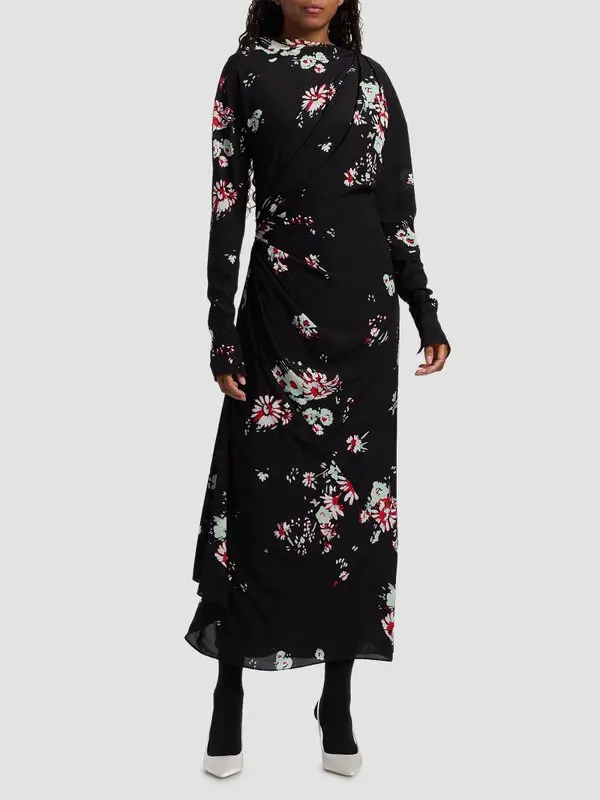 Proenza Schouler Trudie Floral Draped Midi-dress