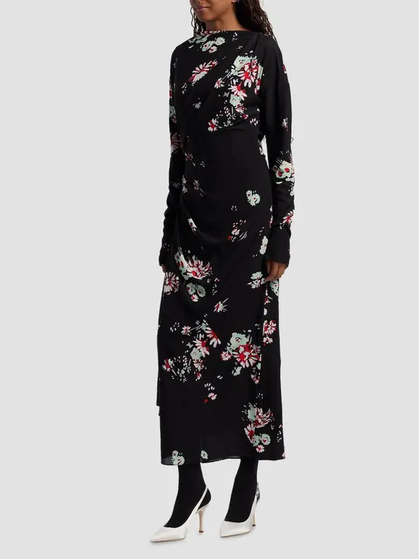 Proenza Schouler Trudie Floral Draped Midi-dress