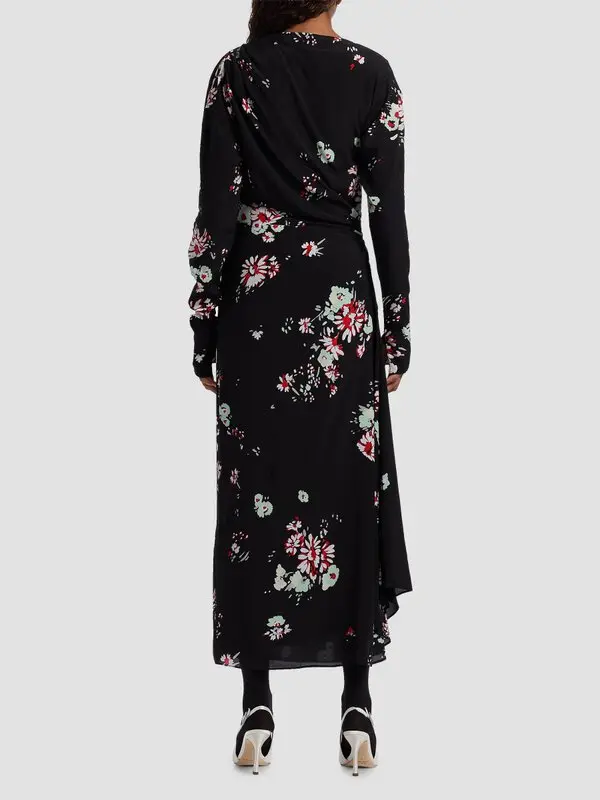 Proenza Schouler Trudie Floral Draped Midi-dress