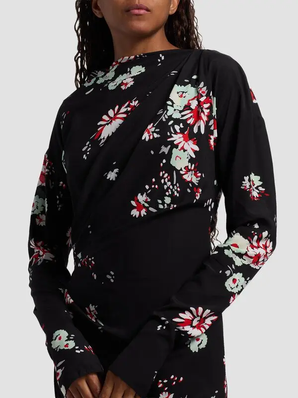 Proenza Schouler Trudie Floral Draped Midi-dress