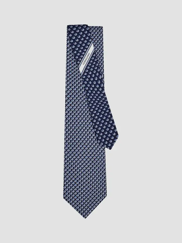 FERRAGAMO Betty Snails Silk Tie - Blue