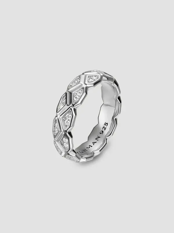 David Yurman Hex Band Ring In Sterling Silver