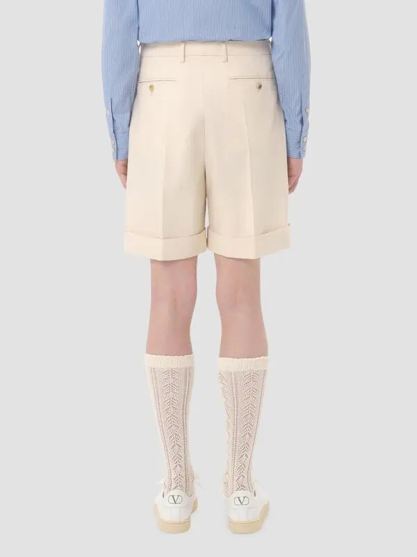Valentino Garavani Cotton Canvas Cuffed Bermuda Shorts
