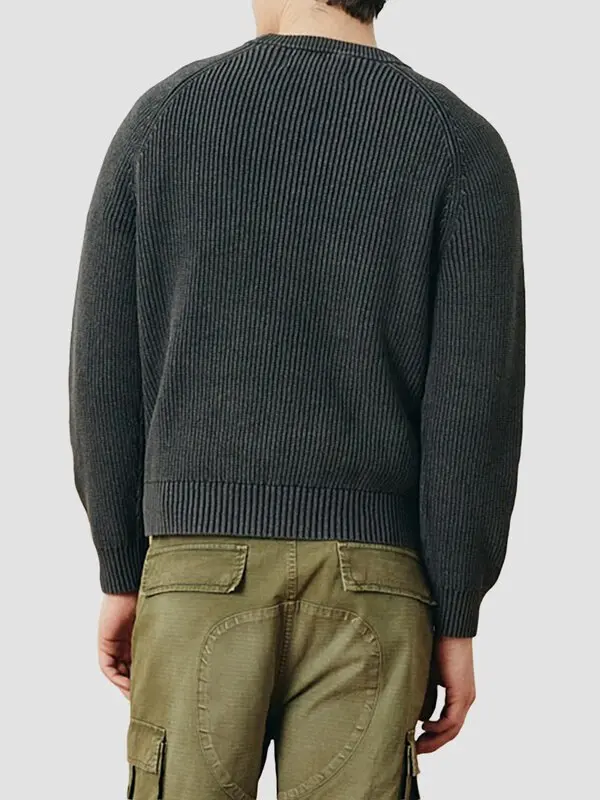 CORRIDOR Washed Cotton Rib-knit Crewneck Sweater