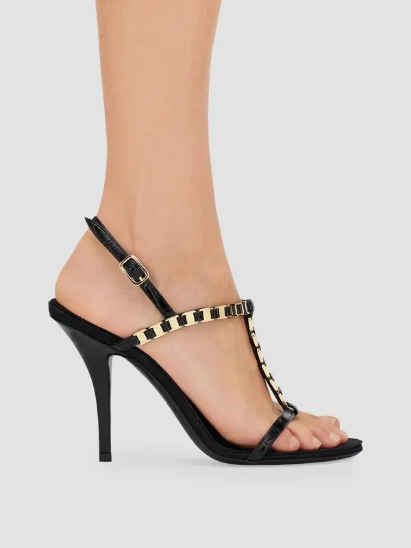FERRAGAMO Estea 95mm Vara-chain Leather T-strap Sandals
