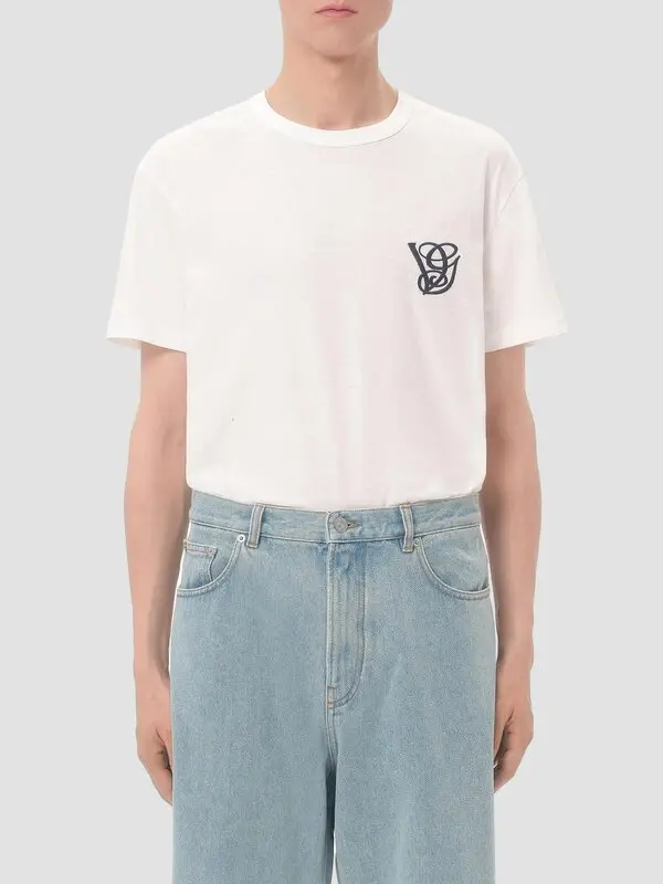 Valentino Garavani Cotton T-shirt With Vg Patch - Ivory