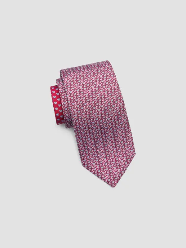 FERRAGAMO Brigitte Printed Silk Tie - Red