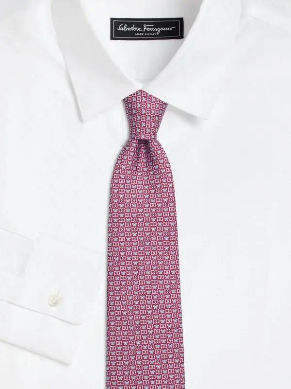 FERRAGAMO Brigitte Printed Silk Tie - Red