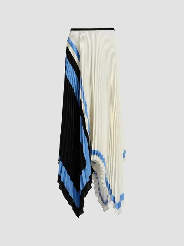 Proenza Schouler Emilia Striped Pleated Asymmetrical Midi-skirt
