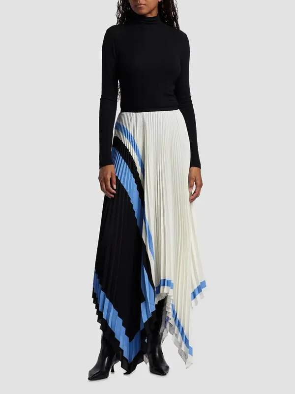 Proenza Schouler Emilia Striped Pleated Asymmetrical Midi-skirt
