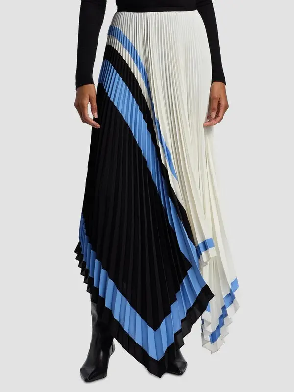 Proenza Schouler Emilia Striped Pleated Asymmetrical Midi-skirt