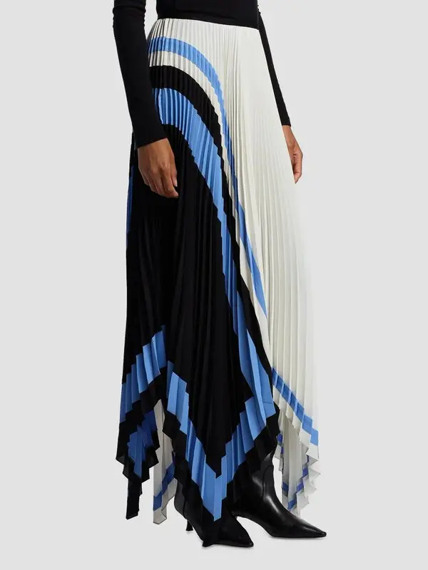 Proenza Schouler Emilia Striped Pleated Asymmetrical Midi-skirt