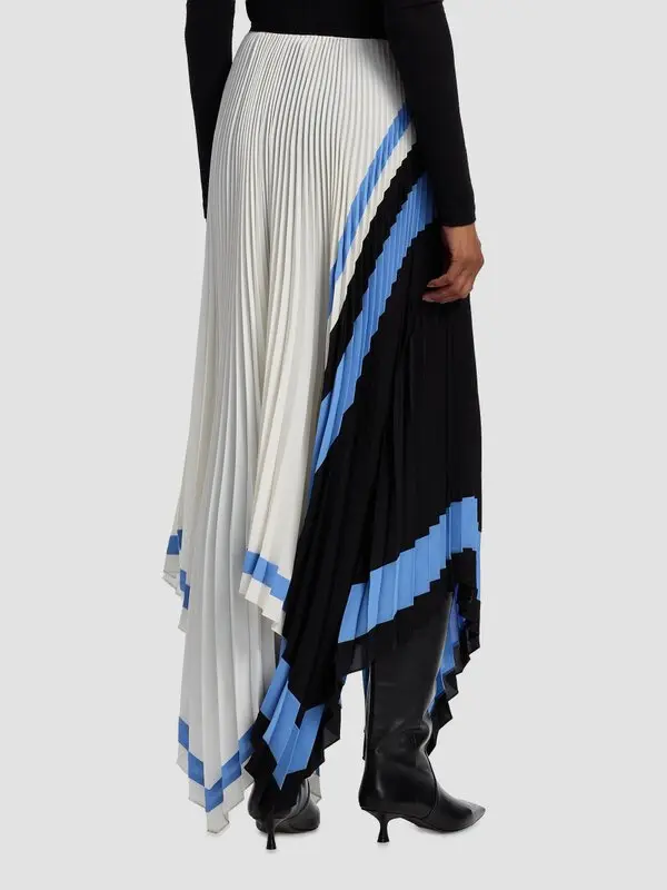 Proenza Schouler Emilia Striped Pleated Asymmetrical Midi-skirt
