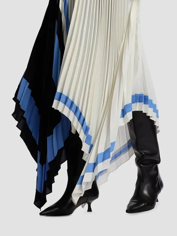 Proenza Schouler Emilia Striped Pleated Asymmetrical Midi-skirt