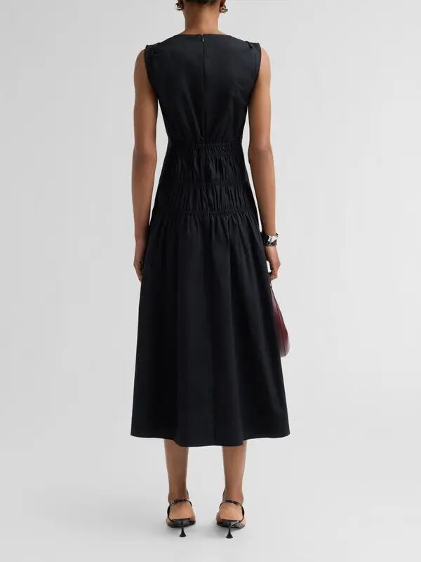 Proenza Schouler White Label Loren Smocked Poplin Midi-dress - Black