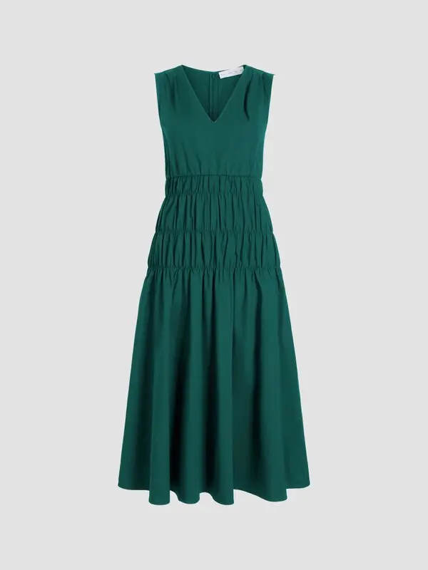 Proenza Schouler White Label Loren Smocked Poplin Midi-dress - Spruce