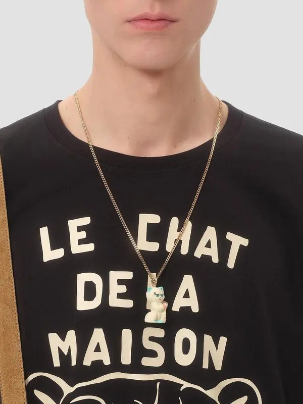 Valentino Garavani Cotton T-shirt With Chat De La Maison Print