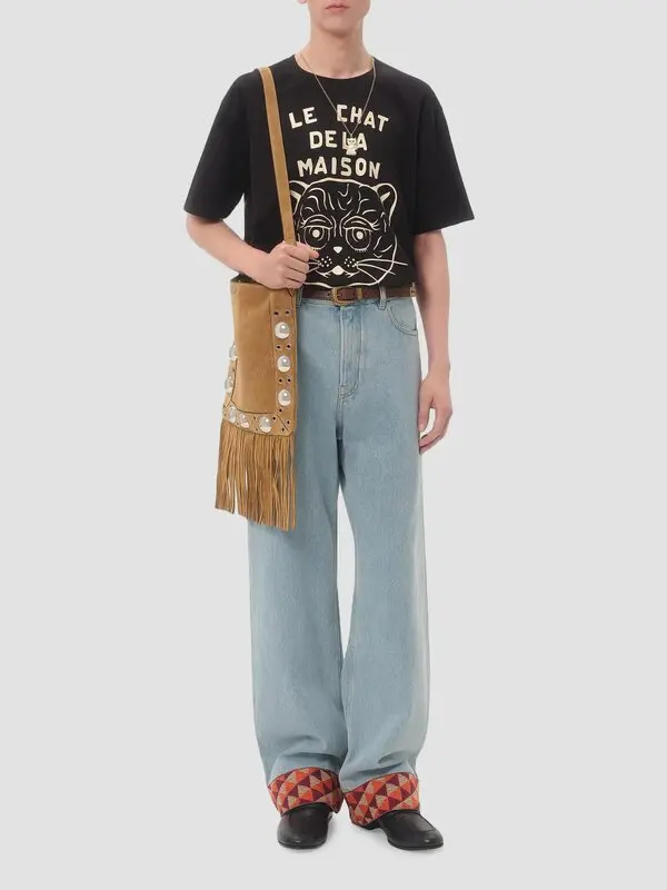 Valentino Garavani Cotton T-shirt With Chat De La Maison Print