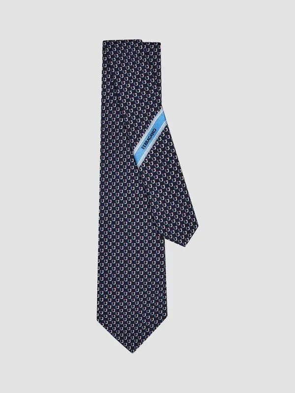 FERRAGAMO Barzio Gancio Narrow Silk Tie
