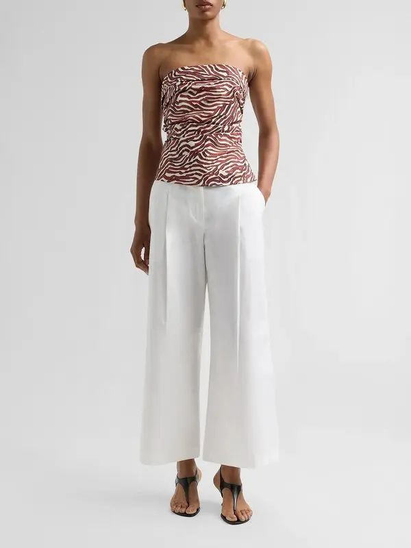 Proenza Schouler White Label Maisy Coral-print Poplin Strapless Top