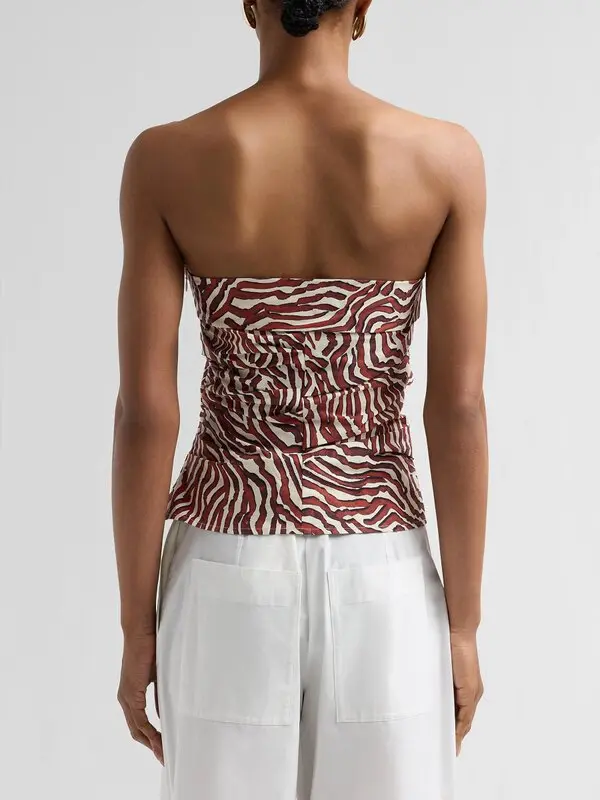 Proenza Schouler White Label Maisy Coral-print Poplin Strapless Top
