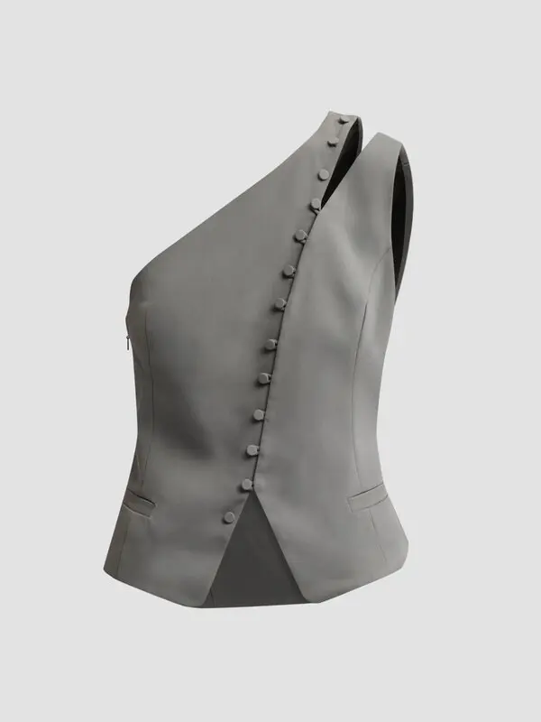 L'Agence Zinnia One-shoulder Vest - Ash Olive
