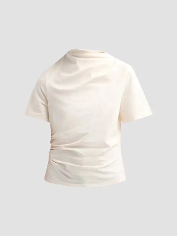 LE JEAN Willow Cotton-blend Draped T-shirt