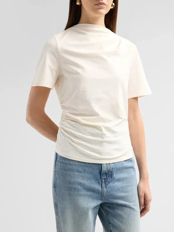 LE JEAN Willow Cotton-blend Draped T-shirt