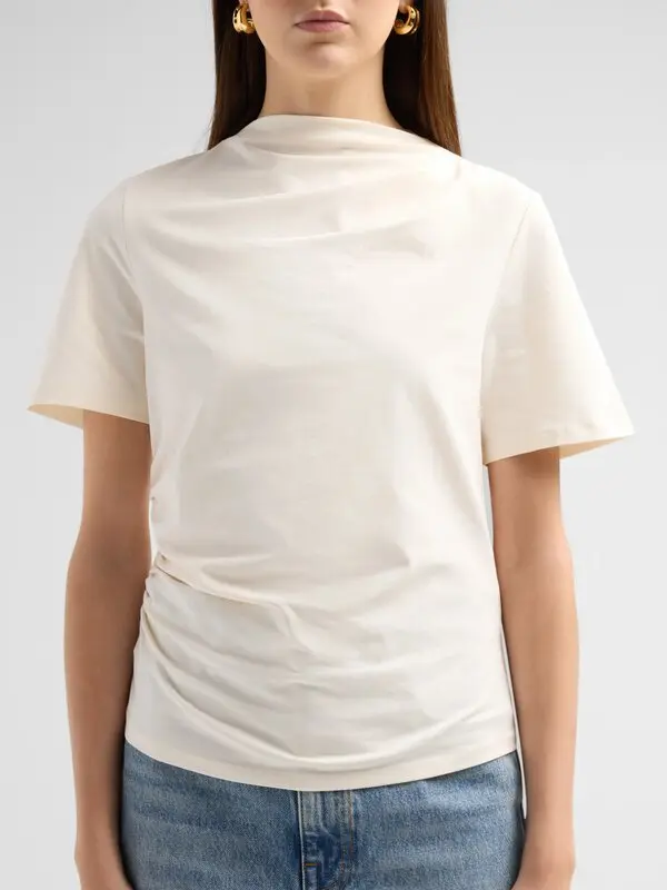 LE JEAN Willow Cotton-blend Draped T-shirt
