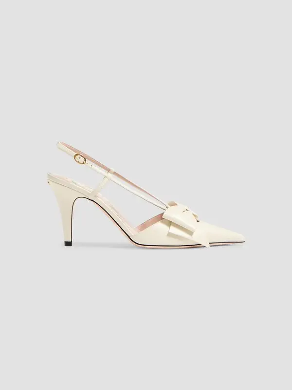 Valentino Garavani Bowow 85mm Slingback Pumps - Ivory