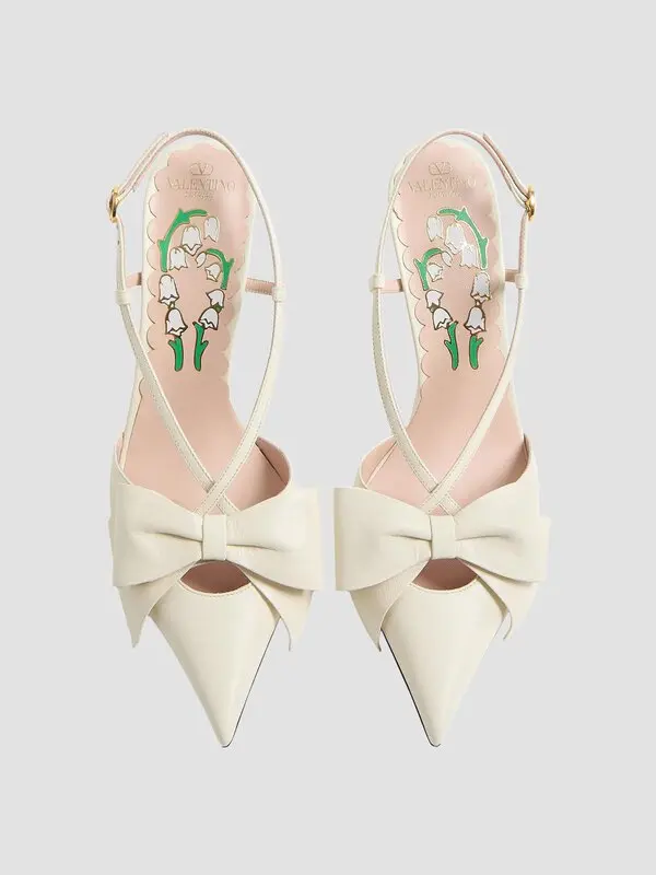 Valentino Garavani Bowow 85mm Slingback Pumps - Ivory
