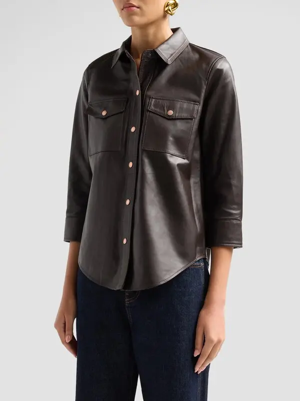 L'Agence Avina Leather Blouse