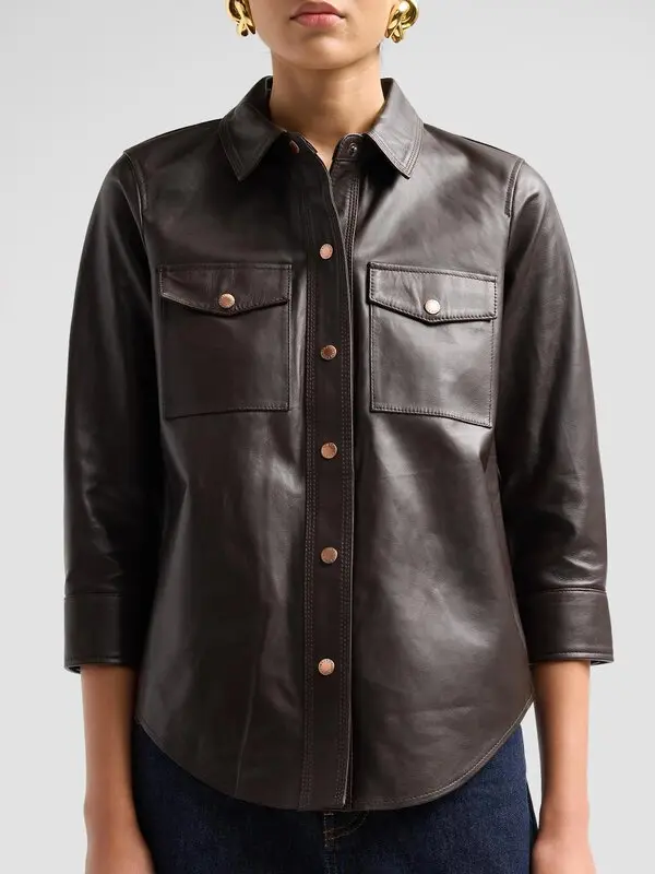L'Agence Avina Leather Blouse